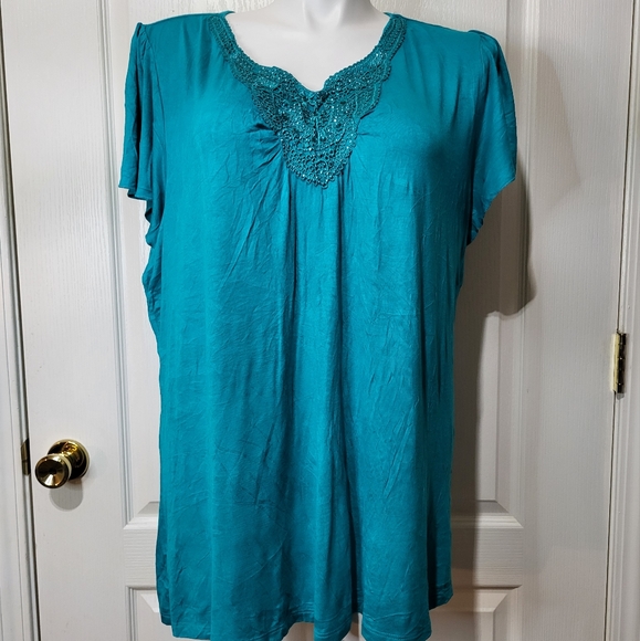 Simply Emma | Tops | Simply Emma Blue Turquoise Top Blouse | Poshmark